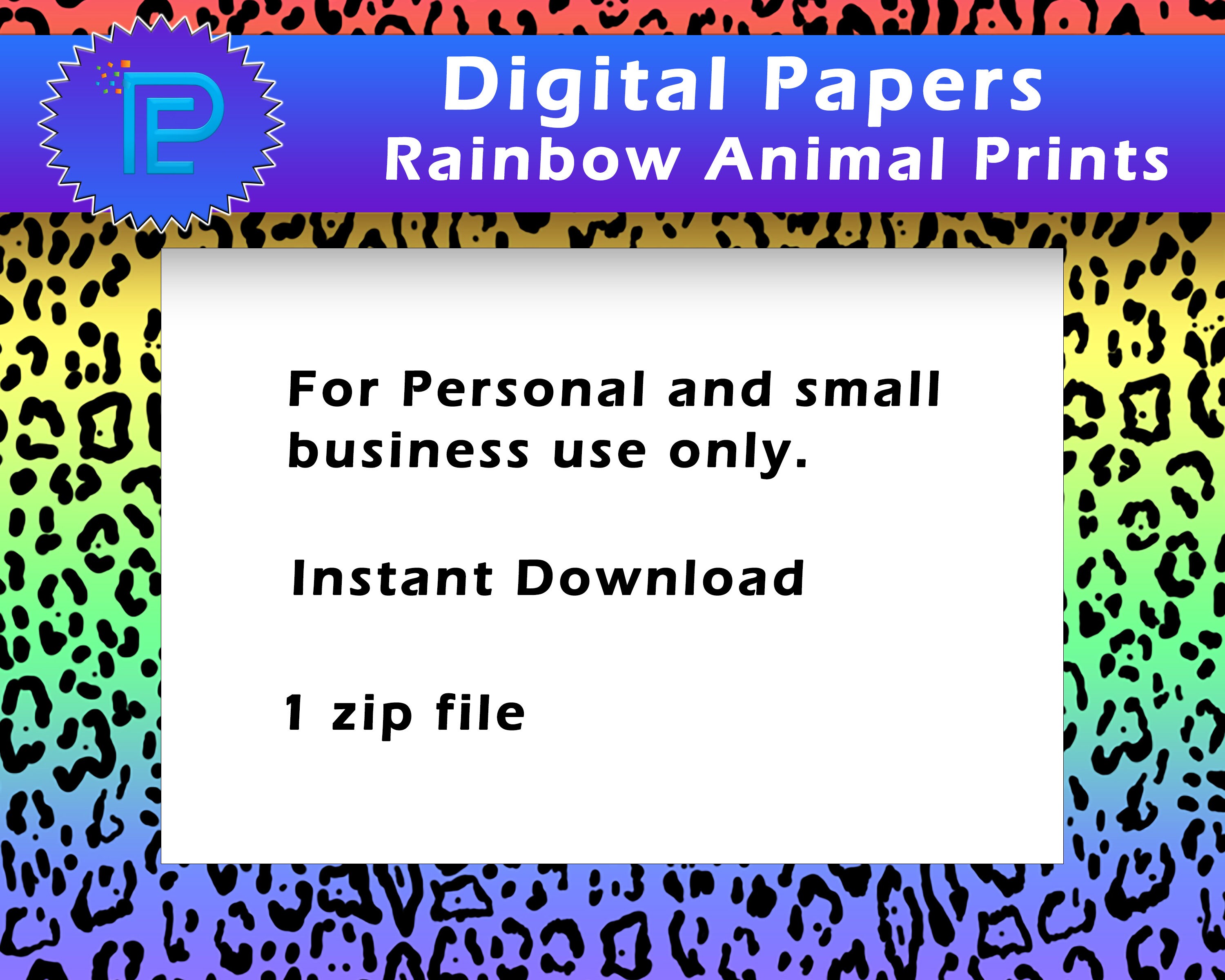 Rainbow Animal Print Digital Paper // Digital Paper // Digital ...