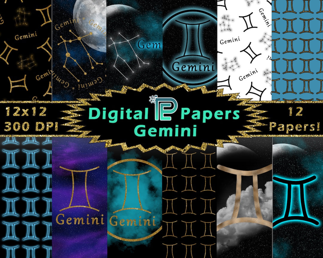 Gemini Digital Paper // Gemini Zodiac // Gemini Clipart // Astrology - Etsy