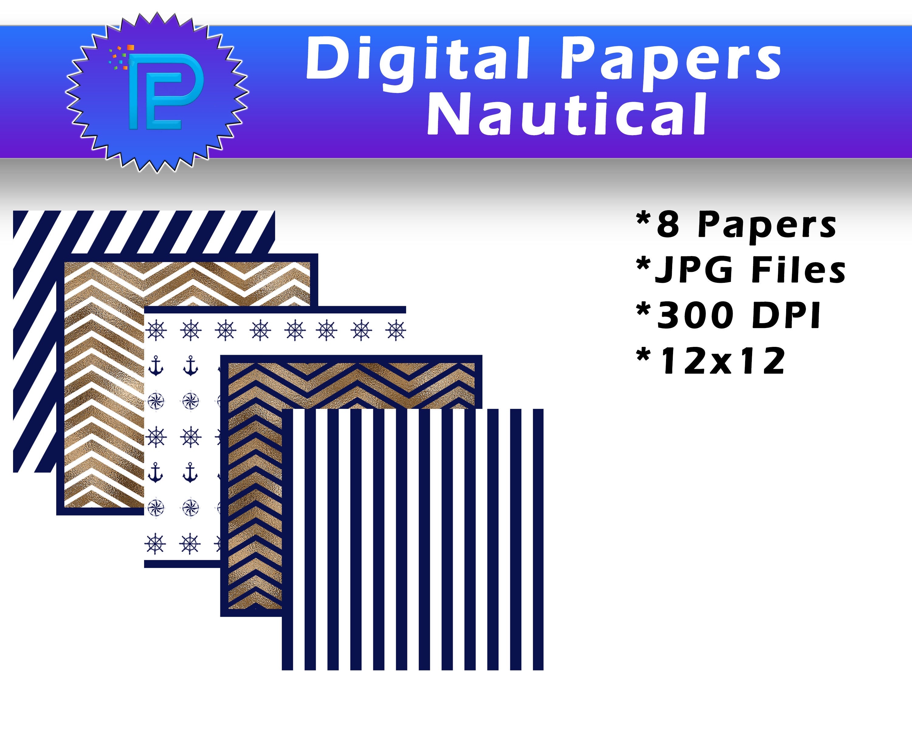 Nautical Digital Paper // Digital Paper // Digital Background ...