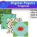 Tropical Digital Paper // Tropical Digital Background // Clipart // PNG ...