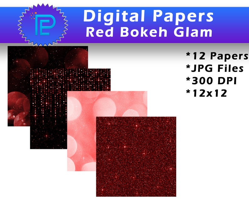 Red Glitter Bokeh Digital Paper // Glam // Digital Background ...