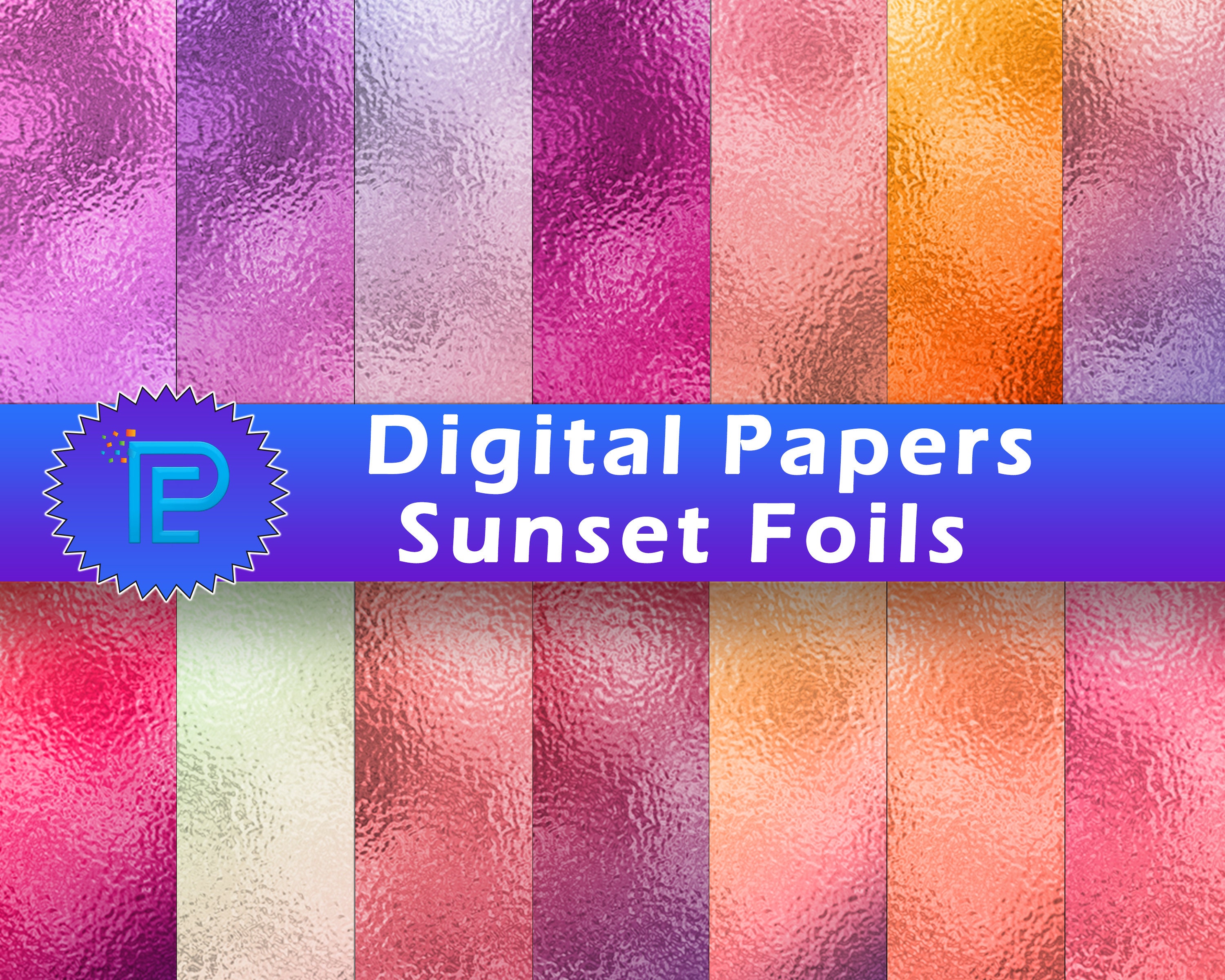 Sunset Foil Digital Paper // Digital // Paper Background // Texture ...