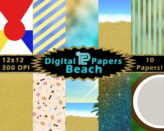 Beach Digital Paper // Tropical Digital Paper // Beach Digital - Etsy