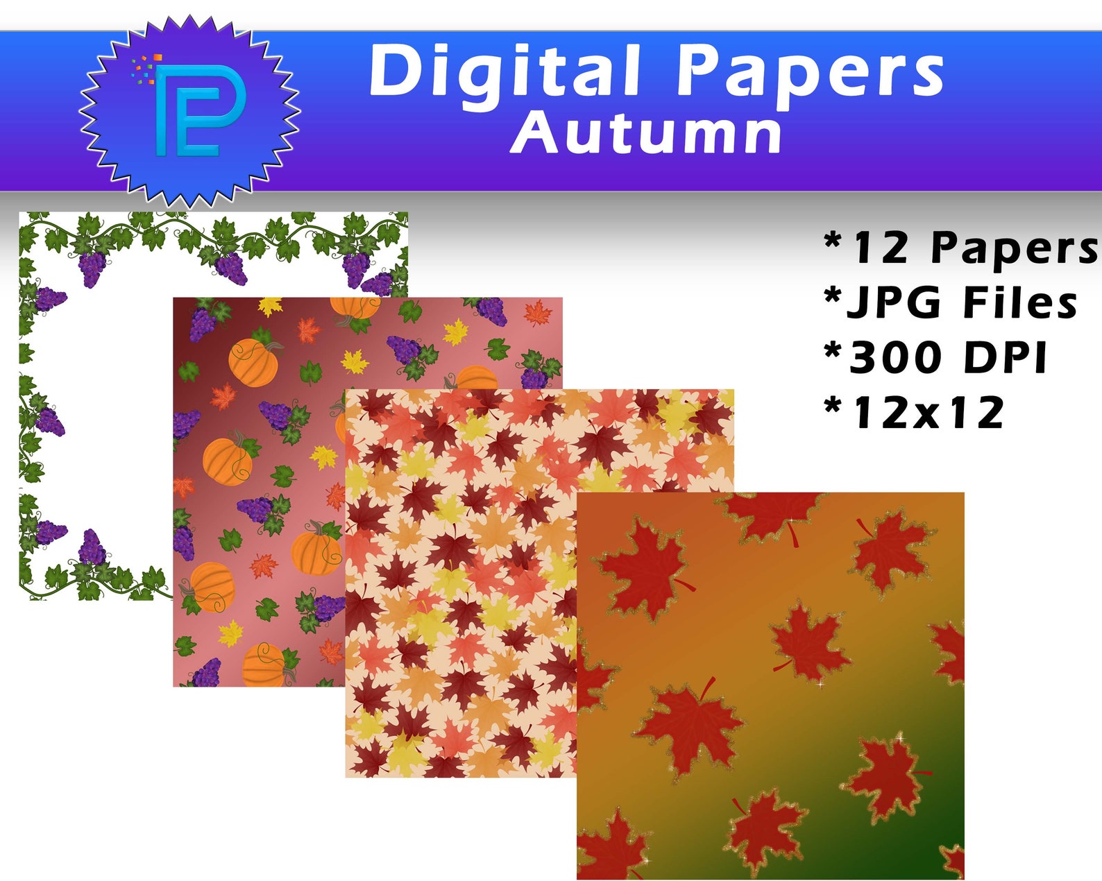 Fall Digital Paper // Autumn Digital Paper // Digital Paper Pack ...