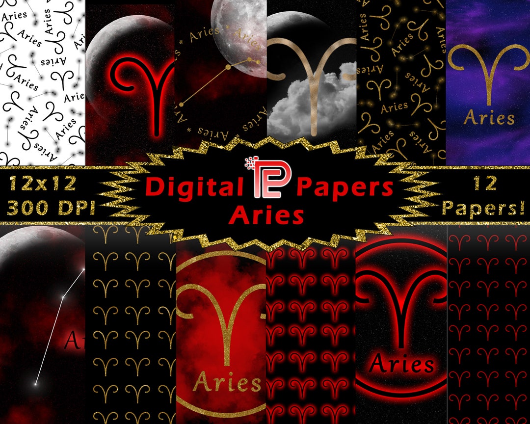 Aries Digital Paper // Aries Zodiac // Aries Clipart // Astrology - Etsy
