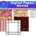 Movies Digital Paper // Digital Background // Popcorn // Hollywood ...
