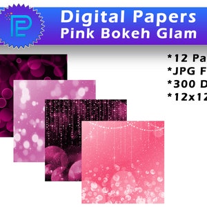 Pink Glitter Bokeh Digital Paper // Glam // Digital Background ...