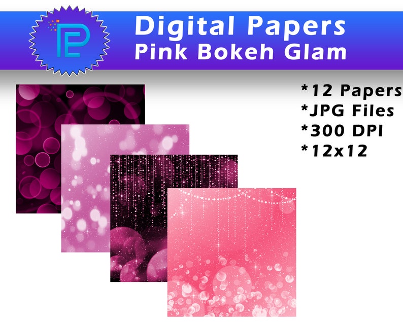 Pink Glitter Bokeh Digital Paper // Glam // Digital Background ...