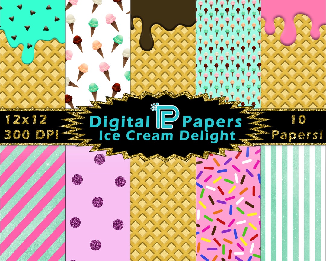 Ice Cream Digital Paper // Digital Papers // Digital Background ...