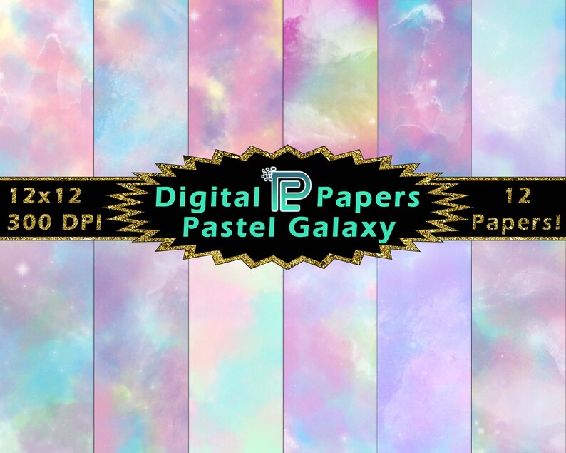 Pastel Galaxy Digital Papers // Galaxy Digital Paper // Digital Paper ...
