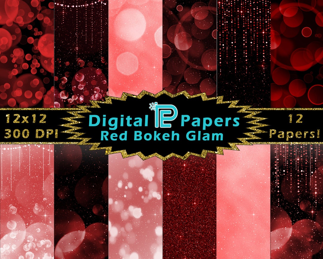 Red Glitter Bokeh Digital Paper // Glam // Digital Background ...