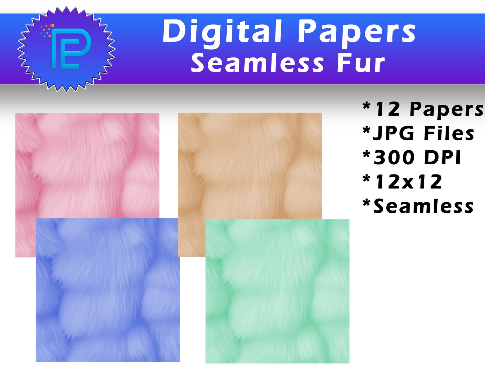 Seamless Fur Digital Paper // Digital Paper Pack // Seamless Digital ...
