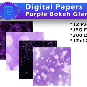 Purple Glitter Bokeh Digital Paper // Glam // Digital Background ...