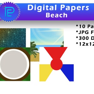 Beach Digital Paper // Tropical Digital Paper // Beach Digital ...