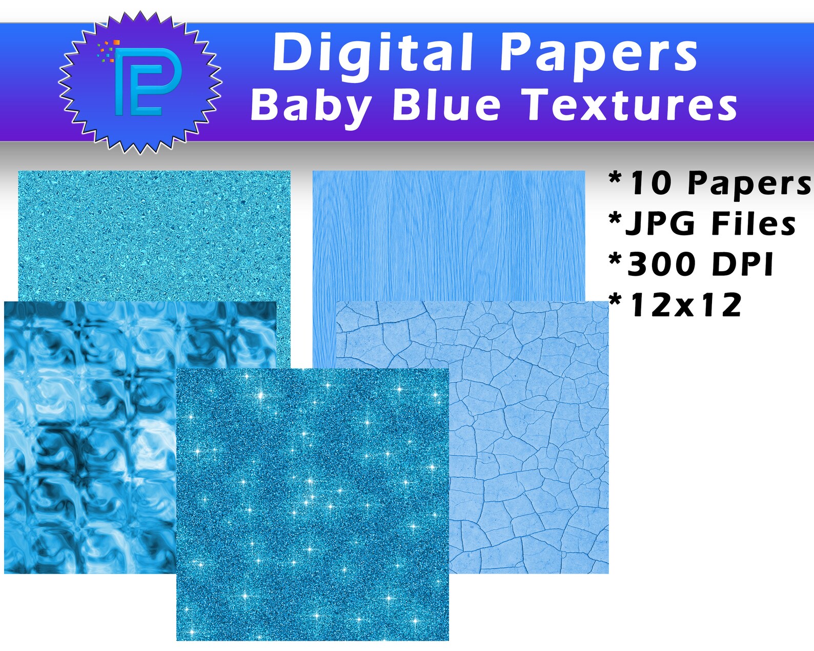 Baby Blue Texture Digital Paper Pack // Clipart // Instant Download ...