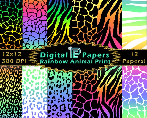 Rainbow Animal Print Digital Paper // Digital Paper // Digital | Etsy