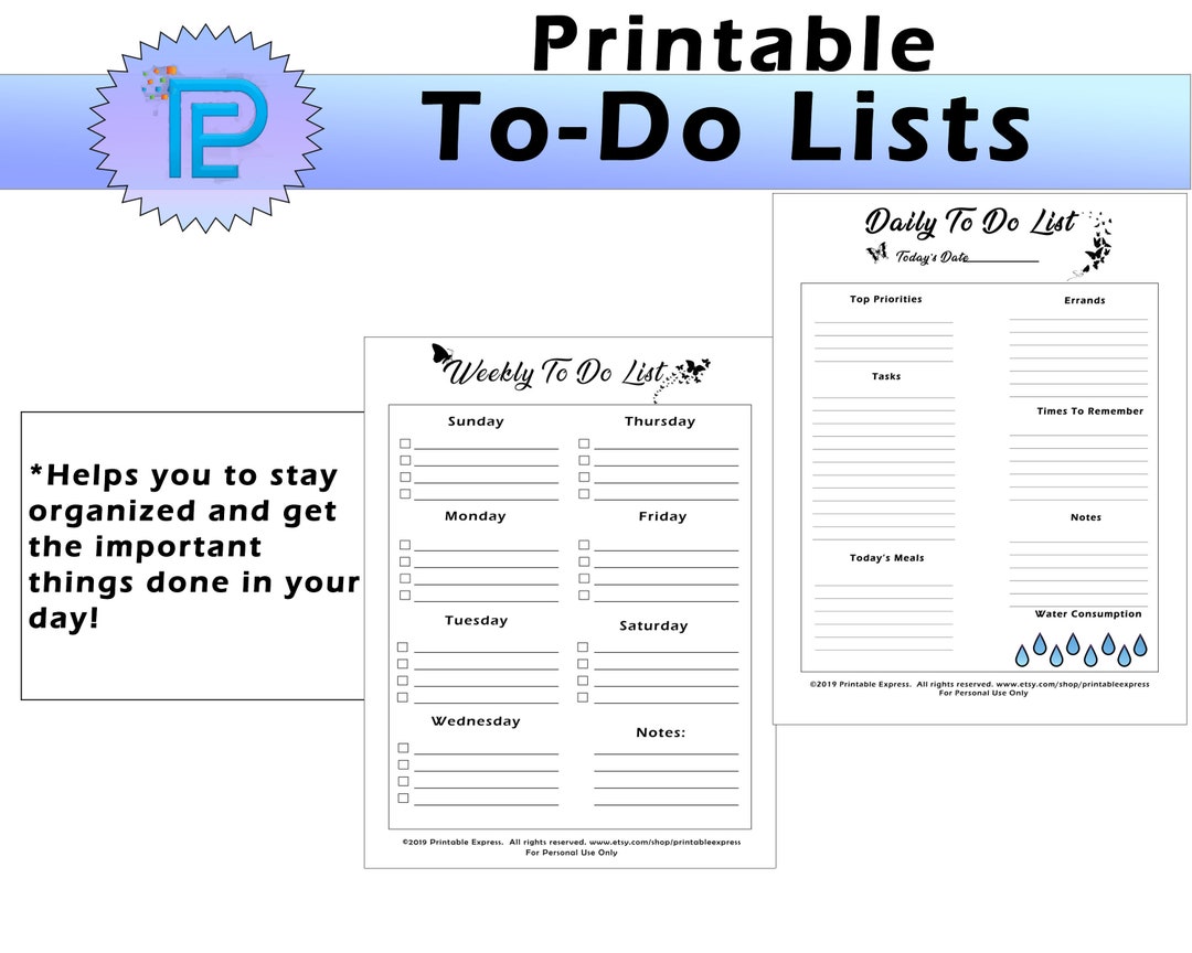 Printable to Do List for Daily and Weekly // Editable Instant Download ...