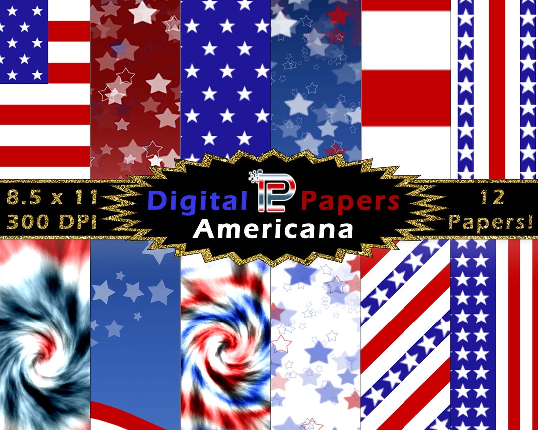 Patriotic Digital Paper // USA Digital Paper // Americana Digital Paper ...
