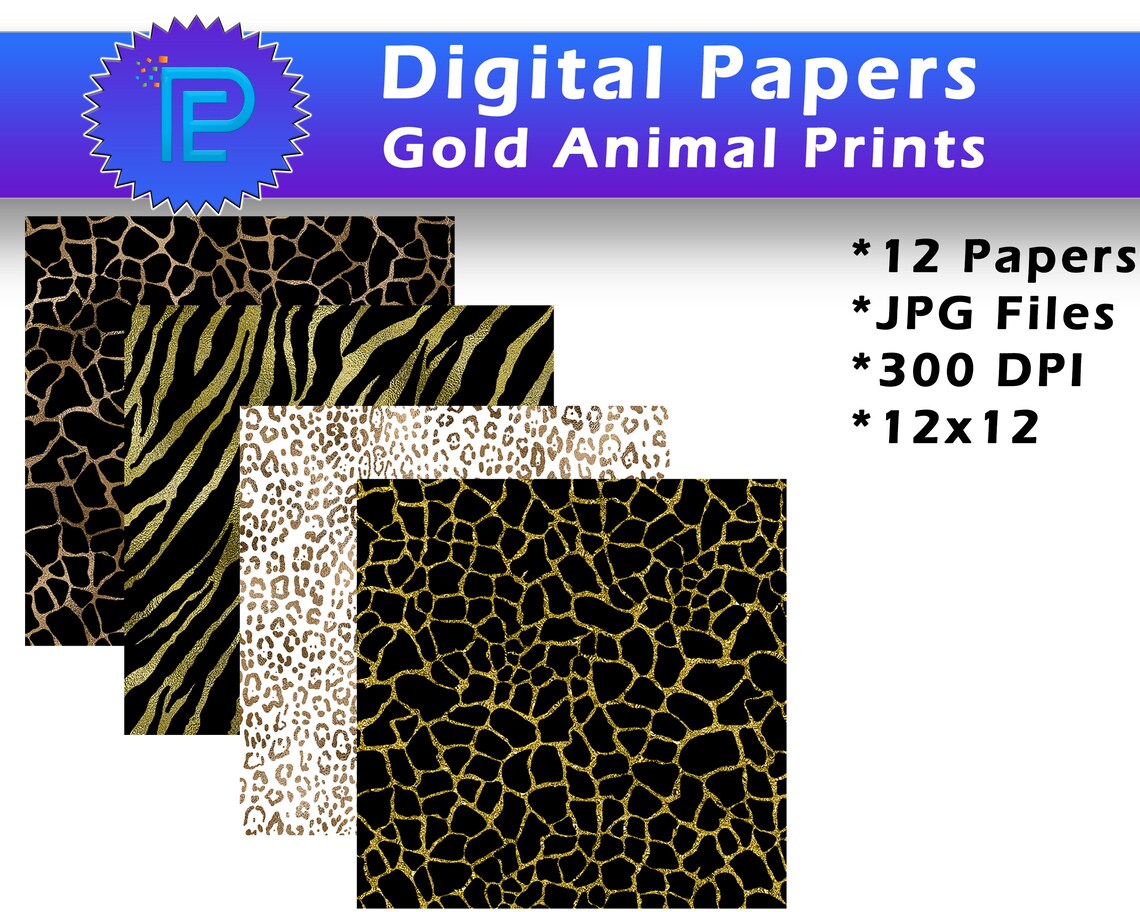 Gold Animal Print Digital Paper // Gold Animal Print // Digital Papers ...