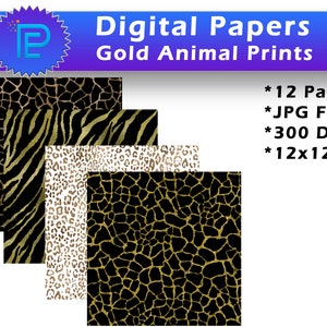 Gold Animal Print Digital Paper // Gold Animal Print // Digital Papers ...