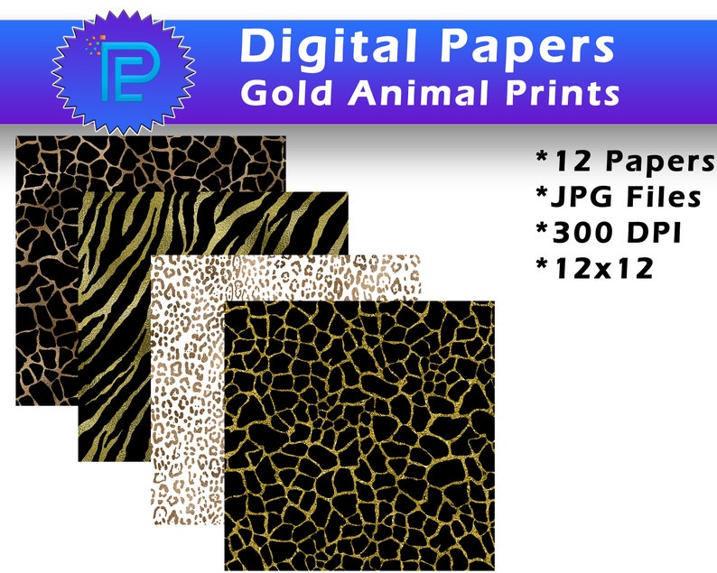 Gold Animal Print Digital Paper // Gold Animal Print // Digital Papers ...