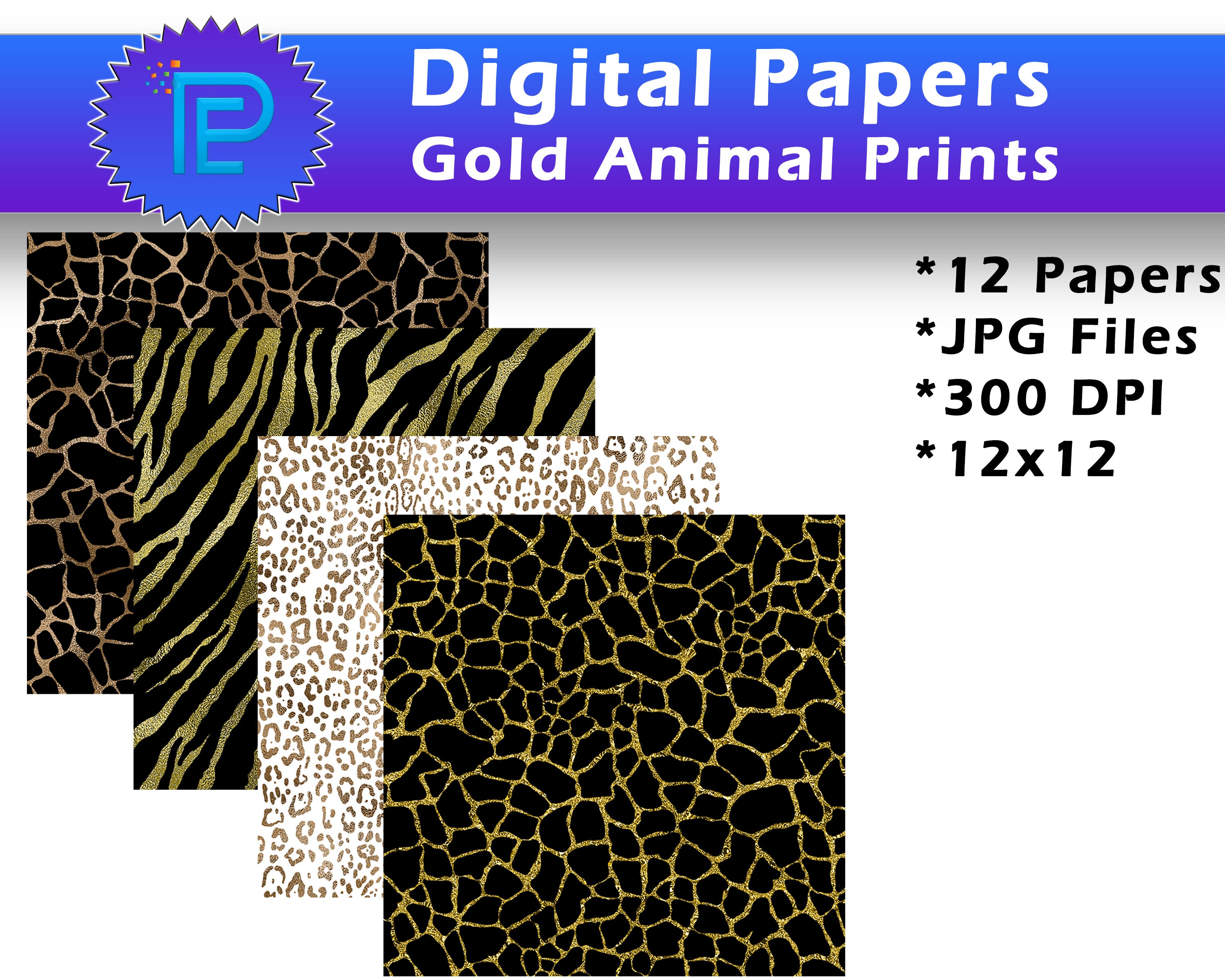 Gold Animal Print Digital Paper // Gold Animal Print // Digital Papers ...