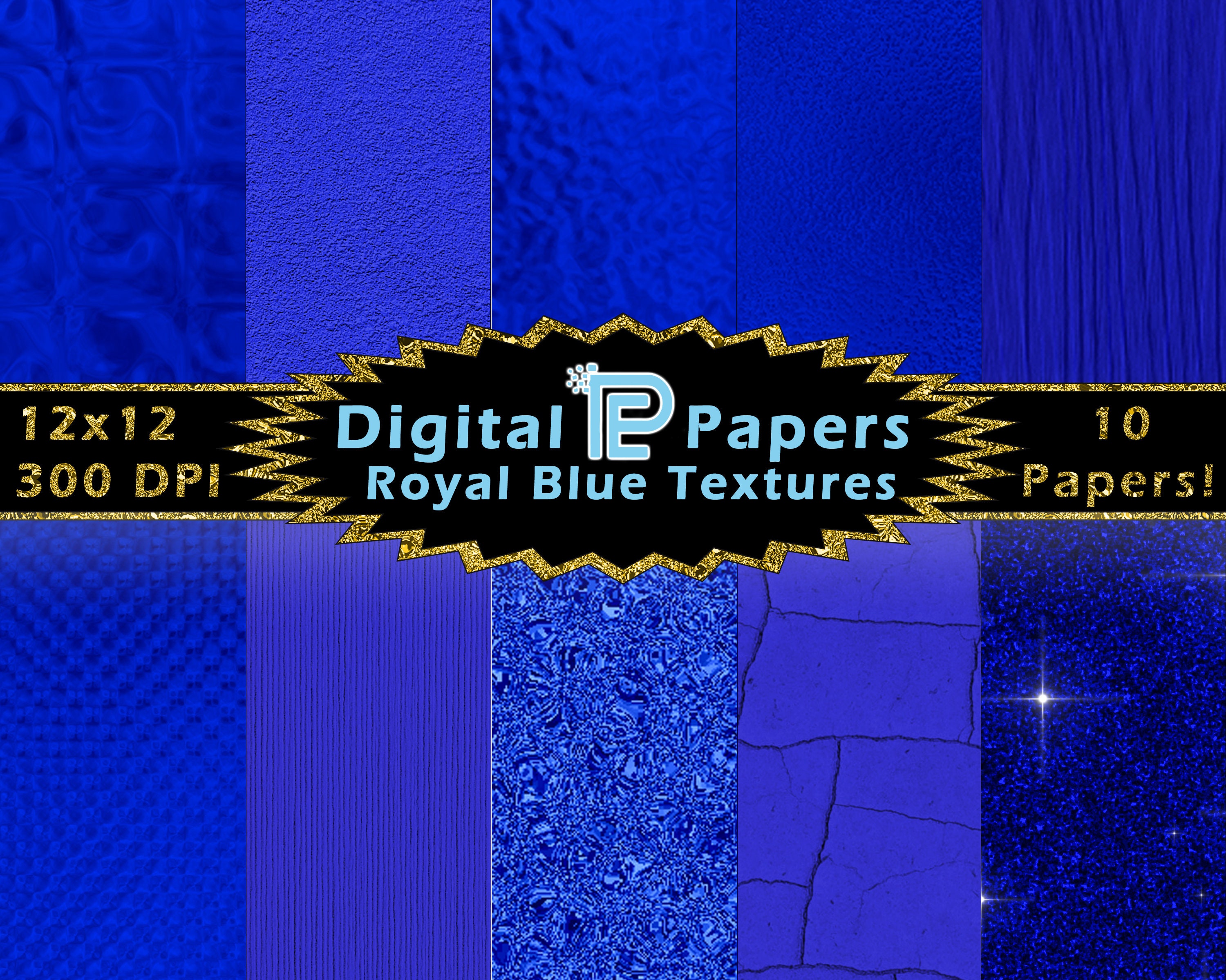 Royal Blue Texture Digital Paper Pack // Clipart // Instant Download ...