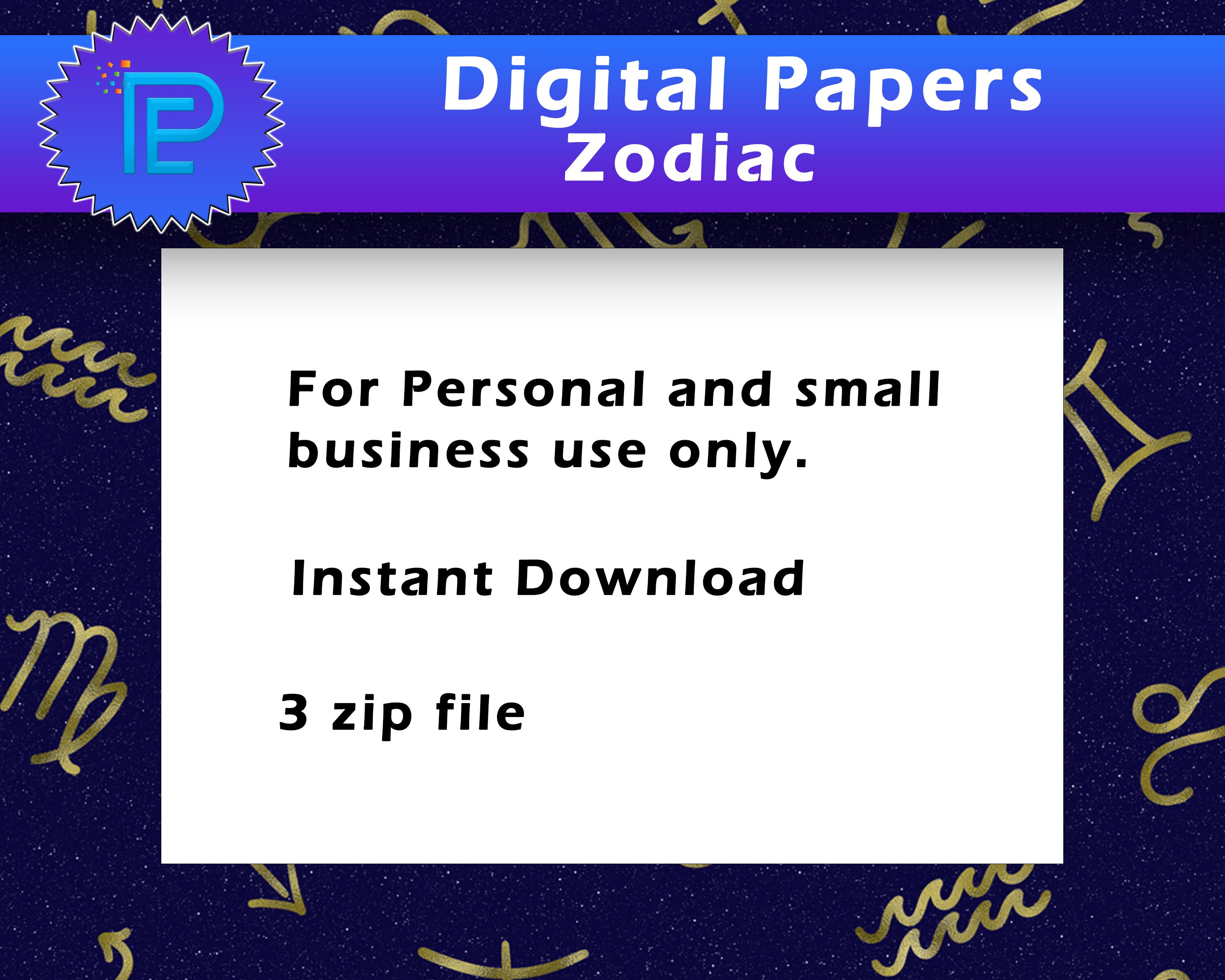Zodiac Sign Digital Paper // Astrology Digital Paper Pack ...