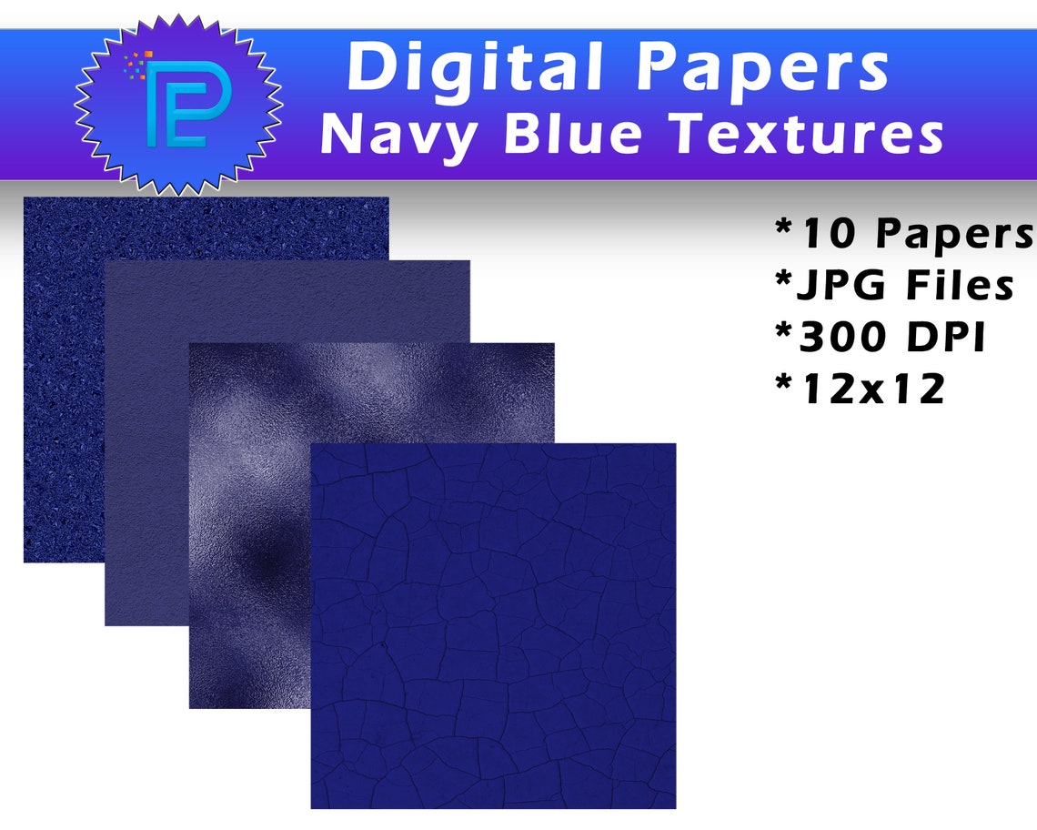 Navy Blue Texture Digital Paper Pack // Clipart // Instant Download ...