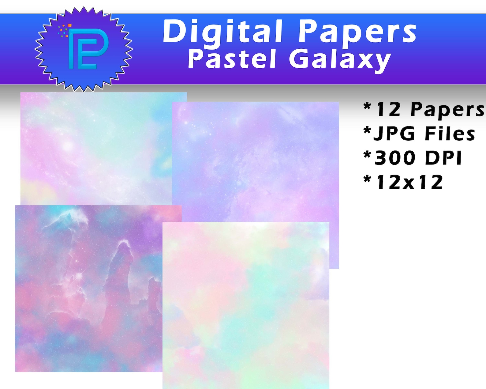 Pastel Galaxy Digital Papers // Galaxy Digital Paper // Digital Paper ...