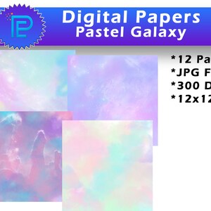 Pastel Galaxy Digital Papers // Galaxy Digital Paper // Digital Paper ...