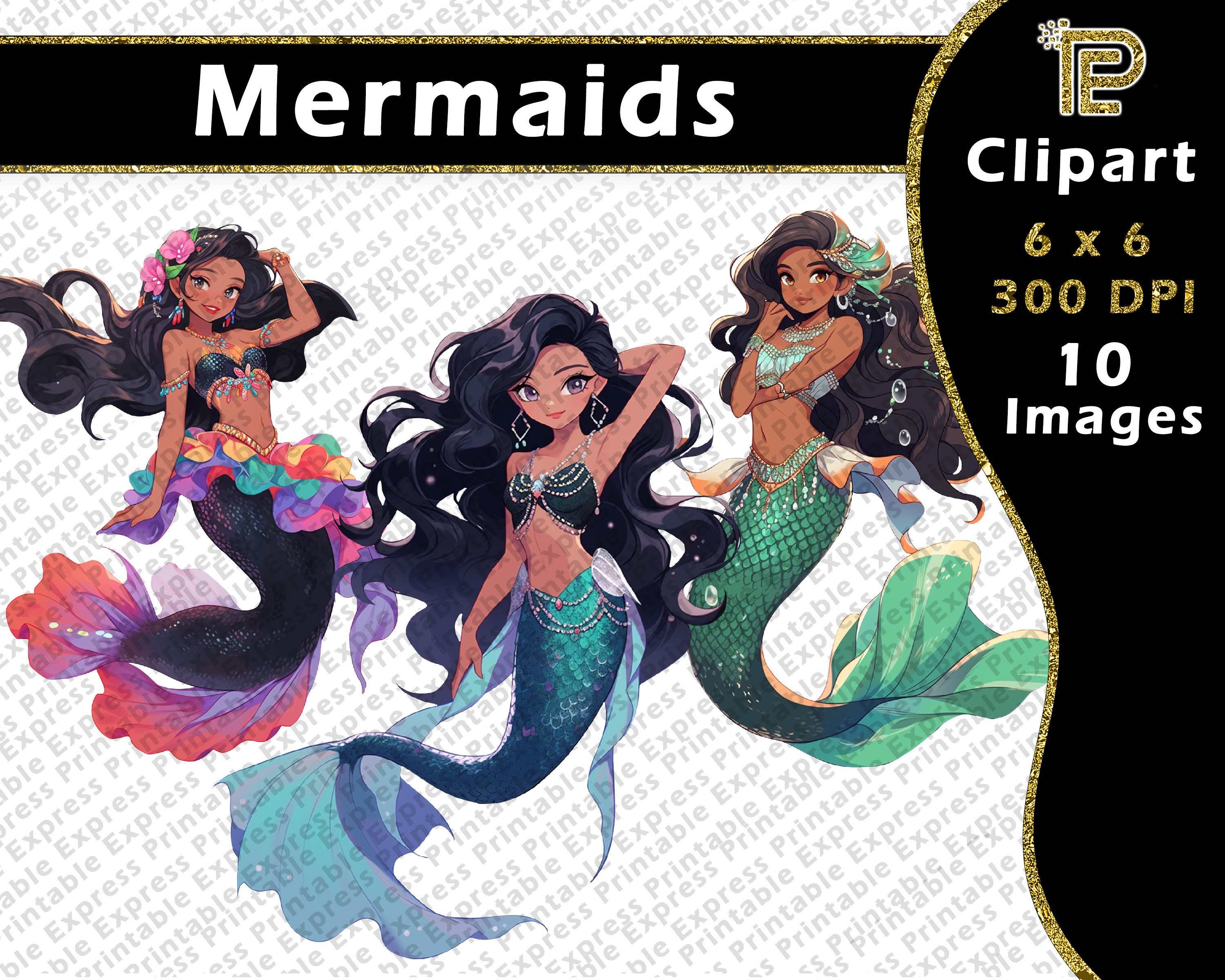 Mermaid Clipart // Transparent PNG Clipart // Clip Art // Mermaids - Etsy