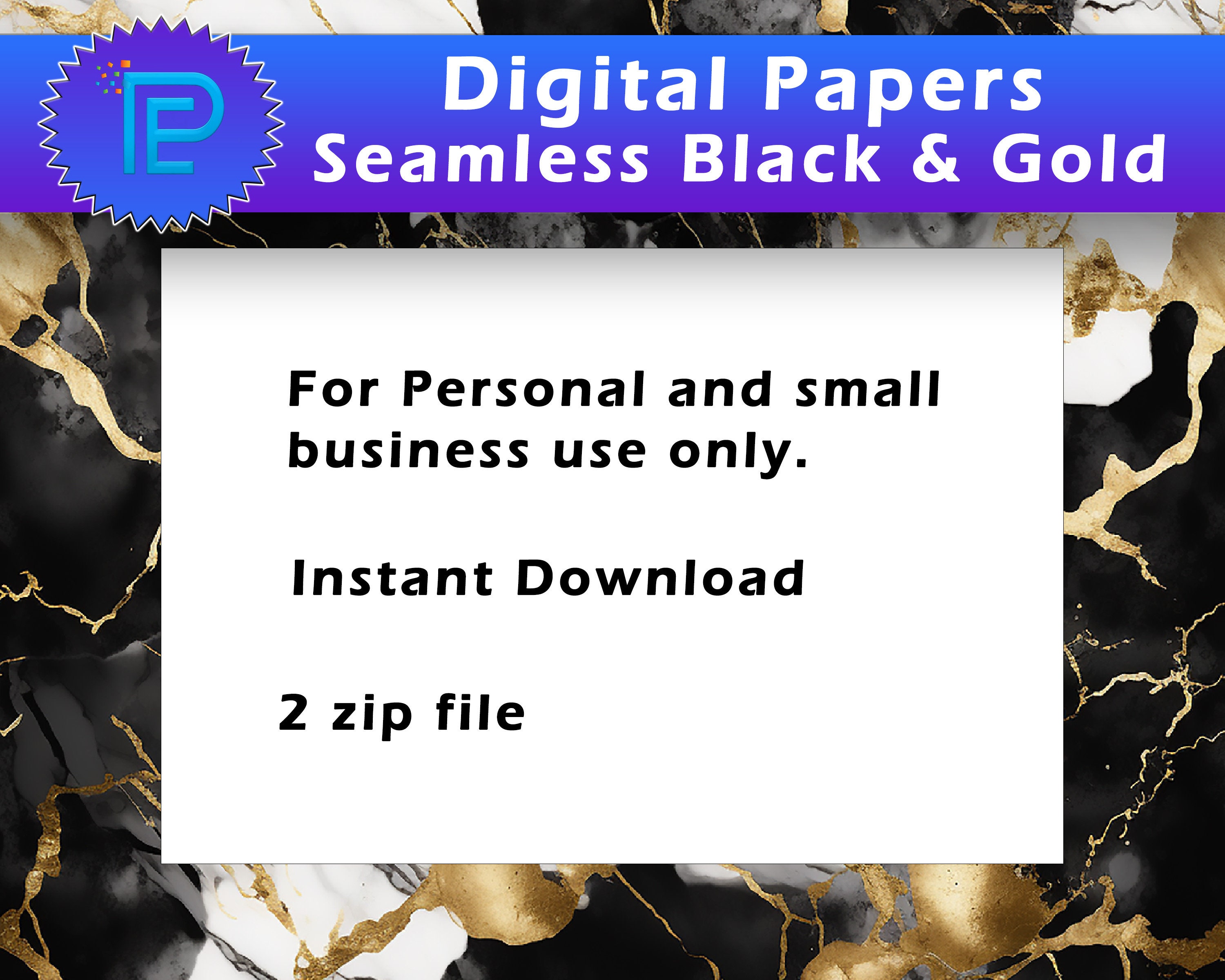 Seamless Black and Gold Digital Paper Pack // Black and Gold Digital ...
