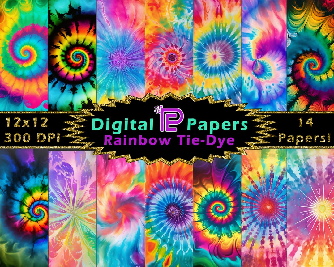 Rainbow Tie Dye Digital Paper // Digital Paper Pack // Digital ...