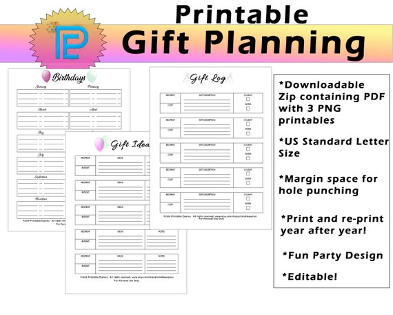 Gift Planning Printablebig Happy Planner Inserts Printable | Etsy