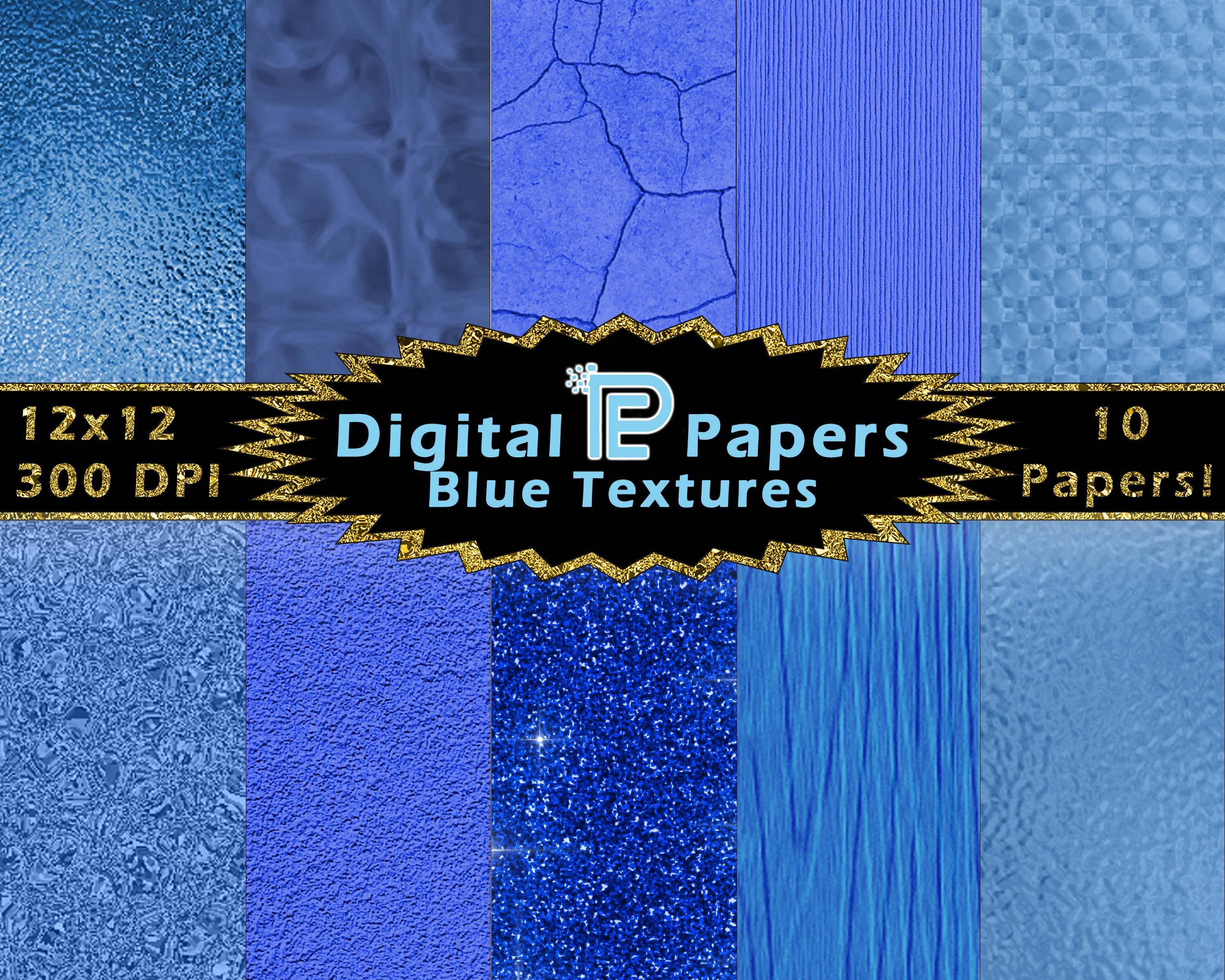Blue Texture Digital Paper Pack // Clipart // Instant Download - Etsy