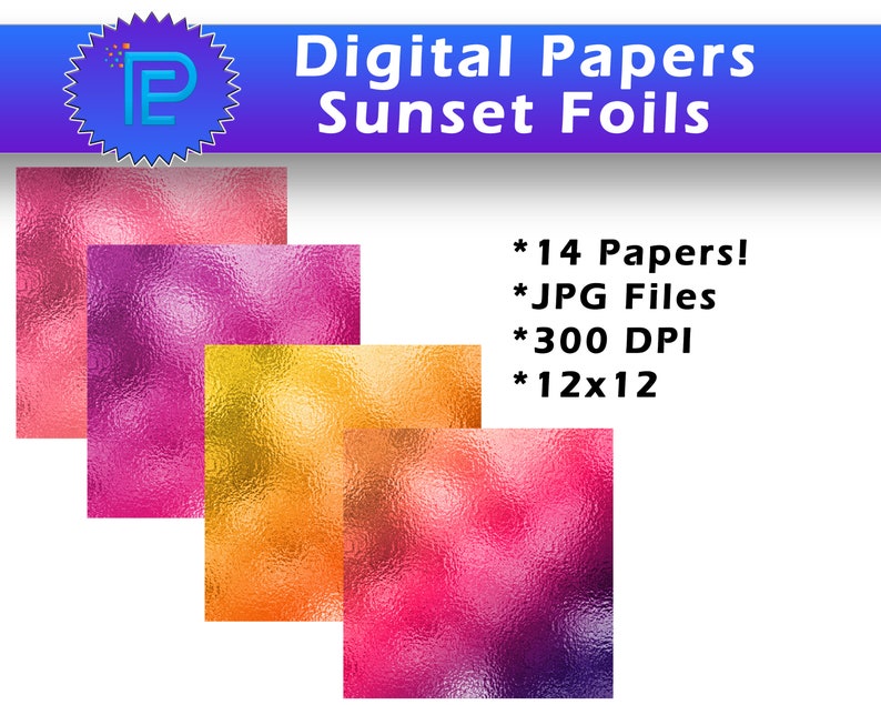 Sunset Foil Digital Paper // Digital // Paper Background // Texture ...