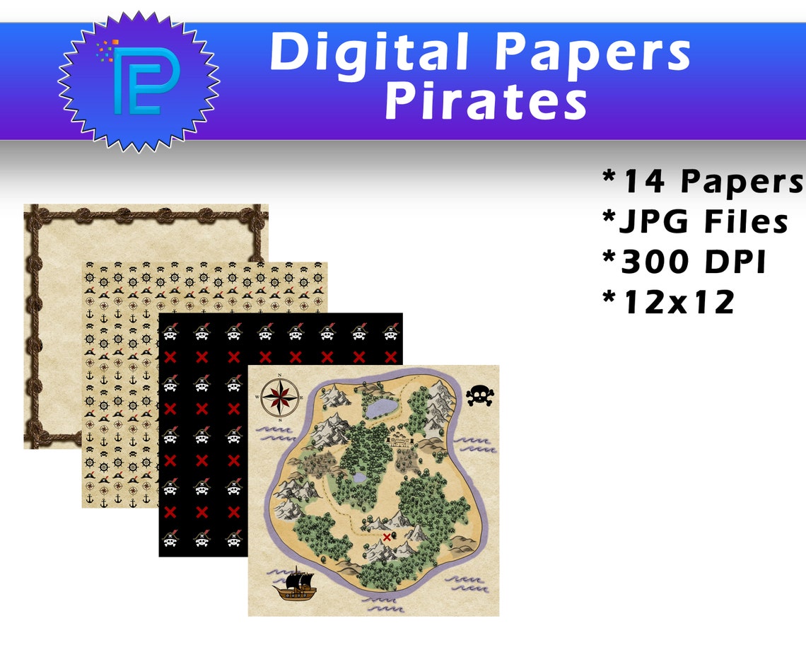 Pirate Digital Paper // Pirate Themed // Digital Papers // Digital ...