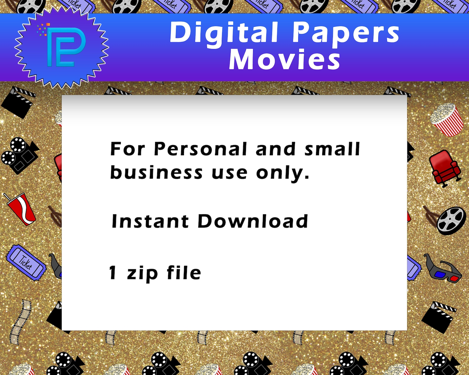 Movies Digital Paper // Digital Background // Popcorn // Hollywood ...