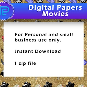 Movies Digital Paper // Digital Background // Popcorn // Hollywood ...