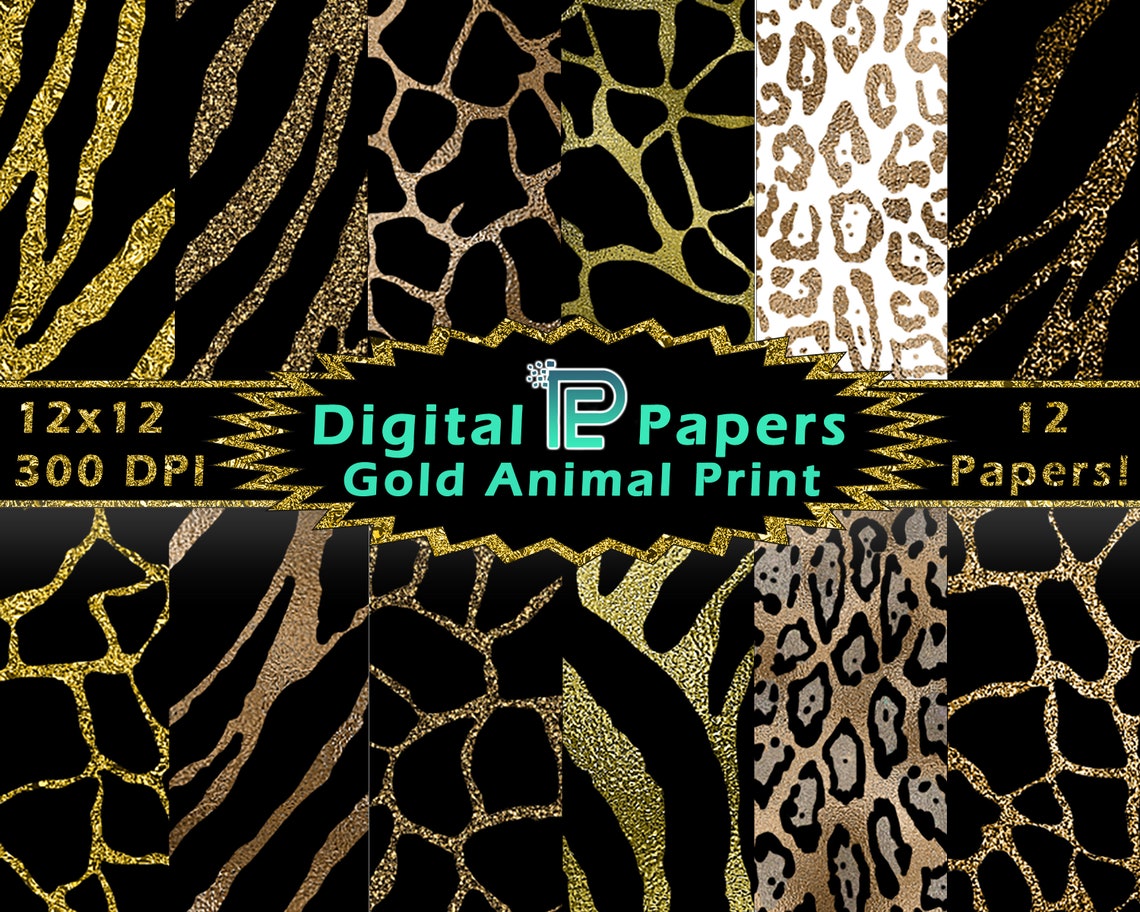 Gold Animal Print Digital Paper // Gold Animal Print // Digital Papers ...