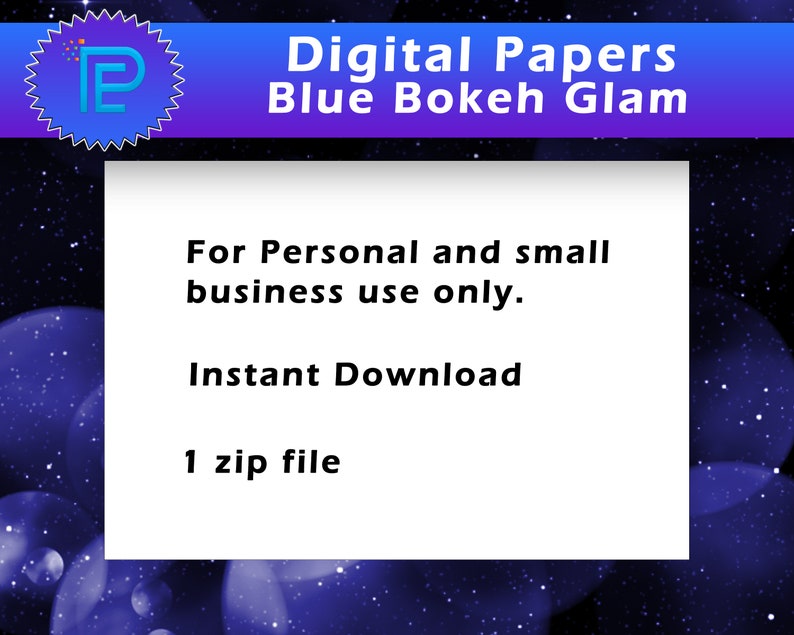 Blue Glitter Bokeh Digital Paper // Glam // Digital Background ...