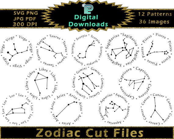 Zodiac SVG Cut Files // Zodiac Clipart // SVG - Etsy