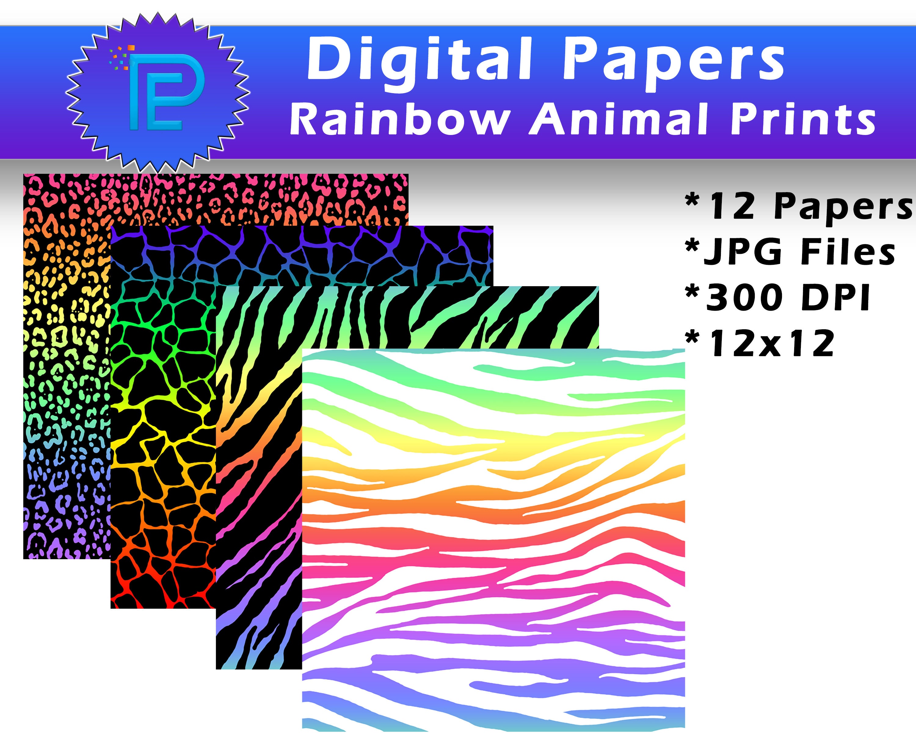 Rainbow Animal Print Digital Paper // Digital Paper // Digital ...