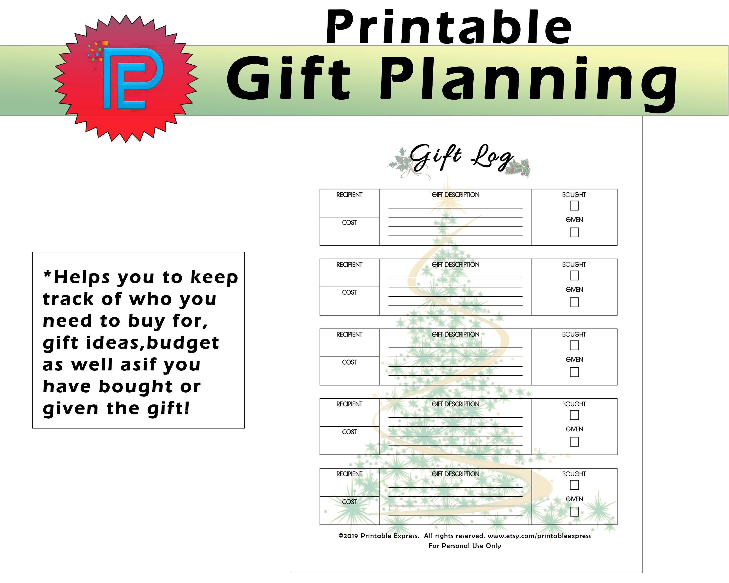 Printable Christmas Gift Planning // Gift Ideas // Gift Log ...