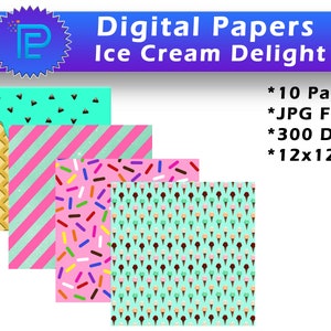 Ice Cream Digital Paper // Digital Papers // Digital Background ...