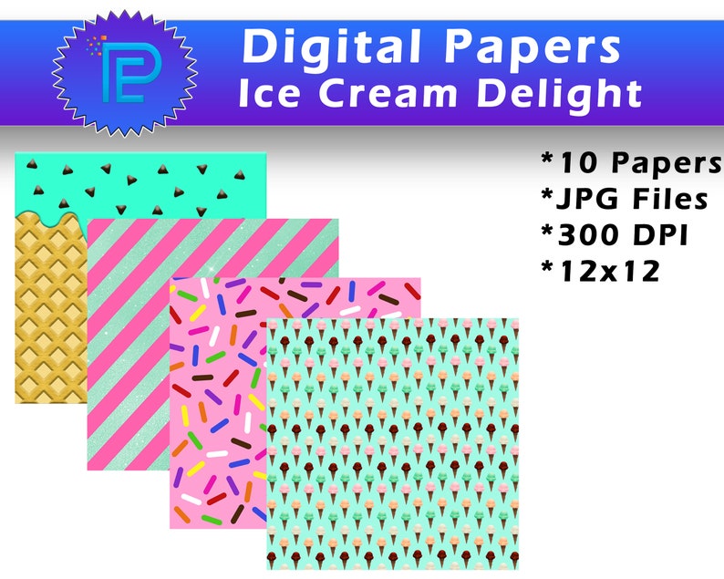 Ice Cream Digital Paper // Digital Papers // Digital Background ...