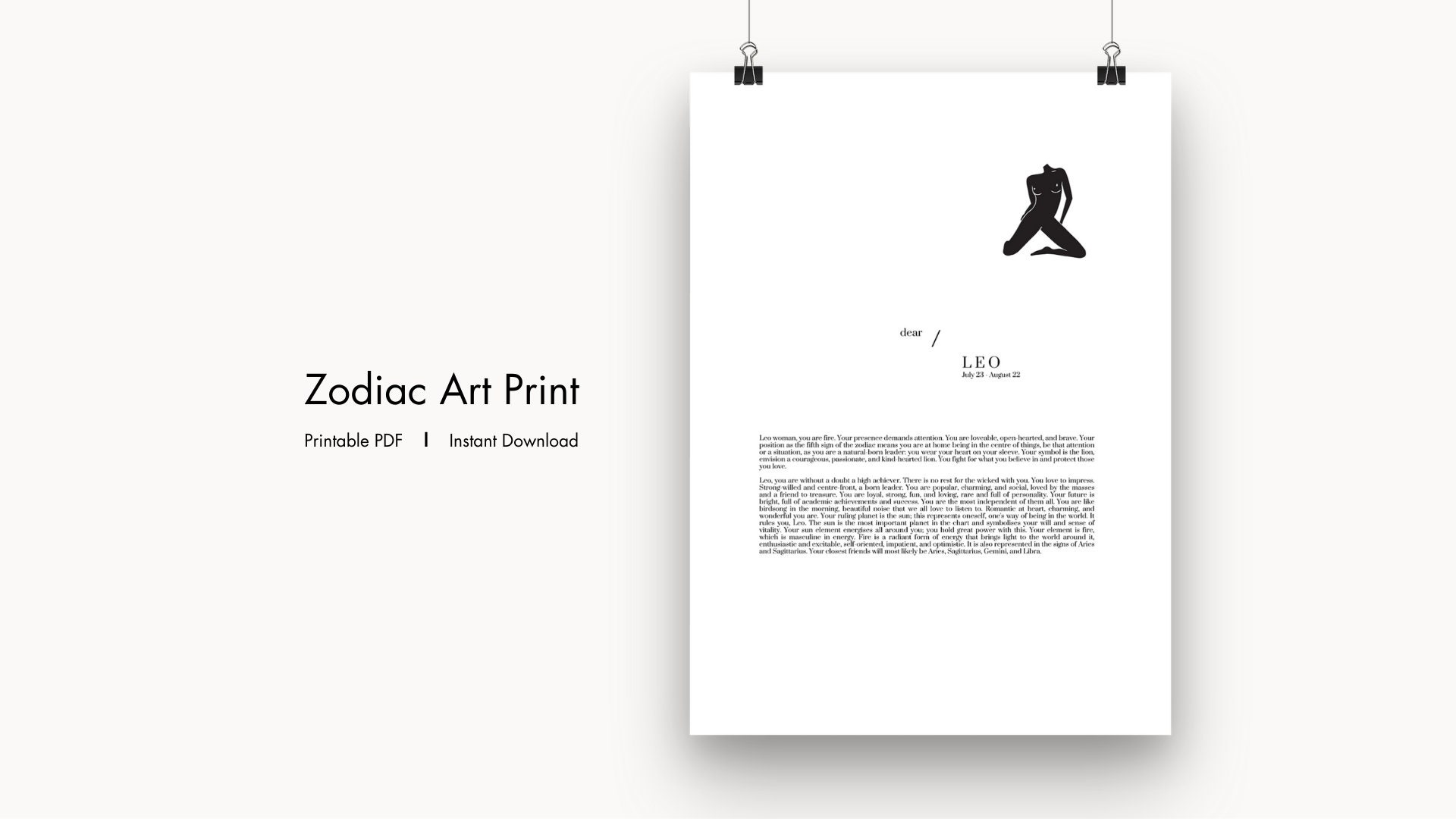 Leo | Art Print | Zodiac | Star Sign | Printable Art | Digital Art ...