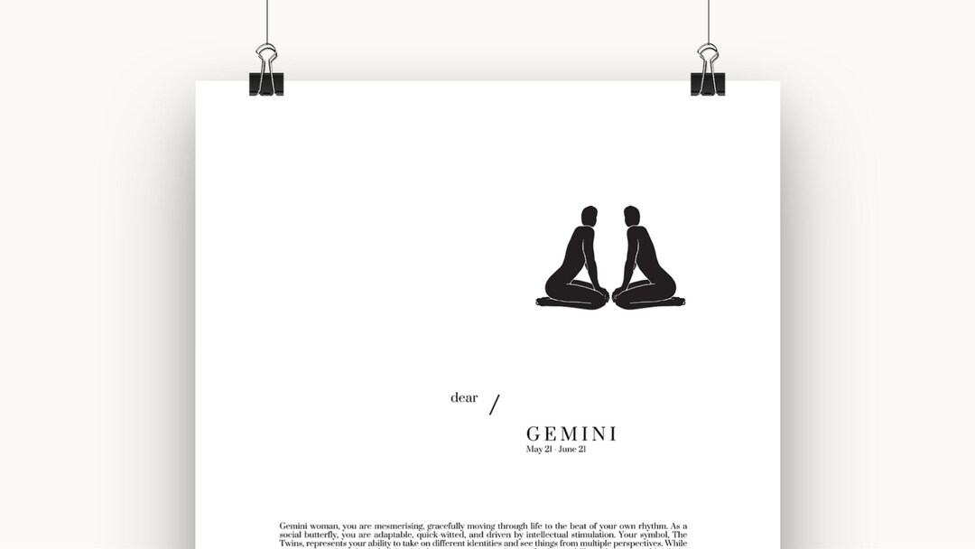 Gemini | Art Print | Zodiac | Star Sign | Printable Art | Digital Art ...