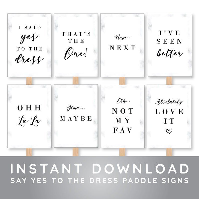 Say Yes to the Dress Signs Printable Set I Said Yes to the - Etsy
